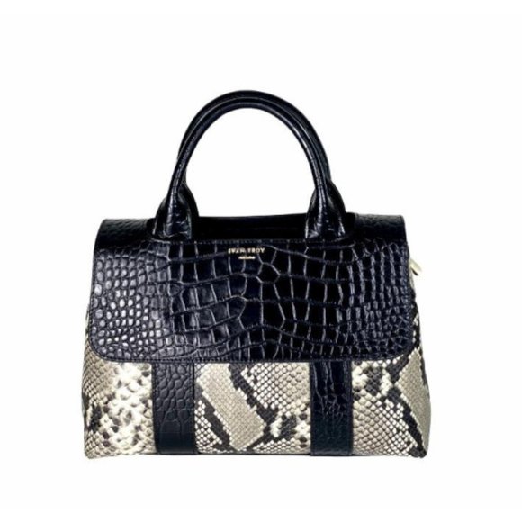 Ivan Troy | Bags | Bianca Two Tone Embossed Snake Top Handle Bag ...